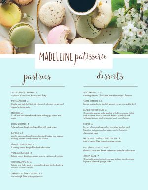 French Patisserie Menu Design Template by MustHaveMenus